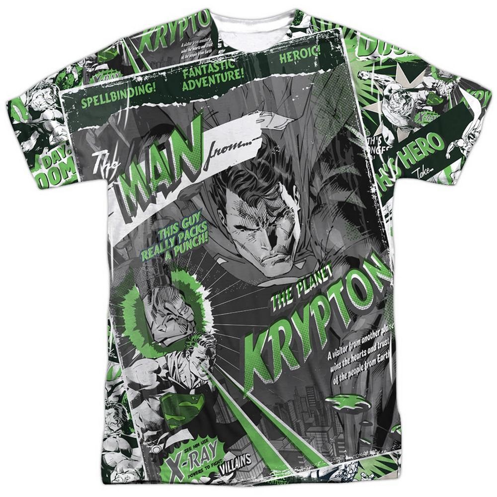 Superman Man From Krypton Short Sleeve Adult 100% Poly Crew T-shirt