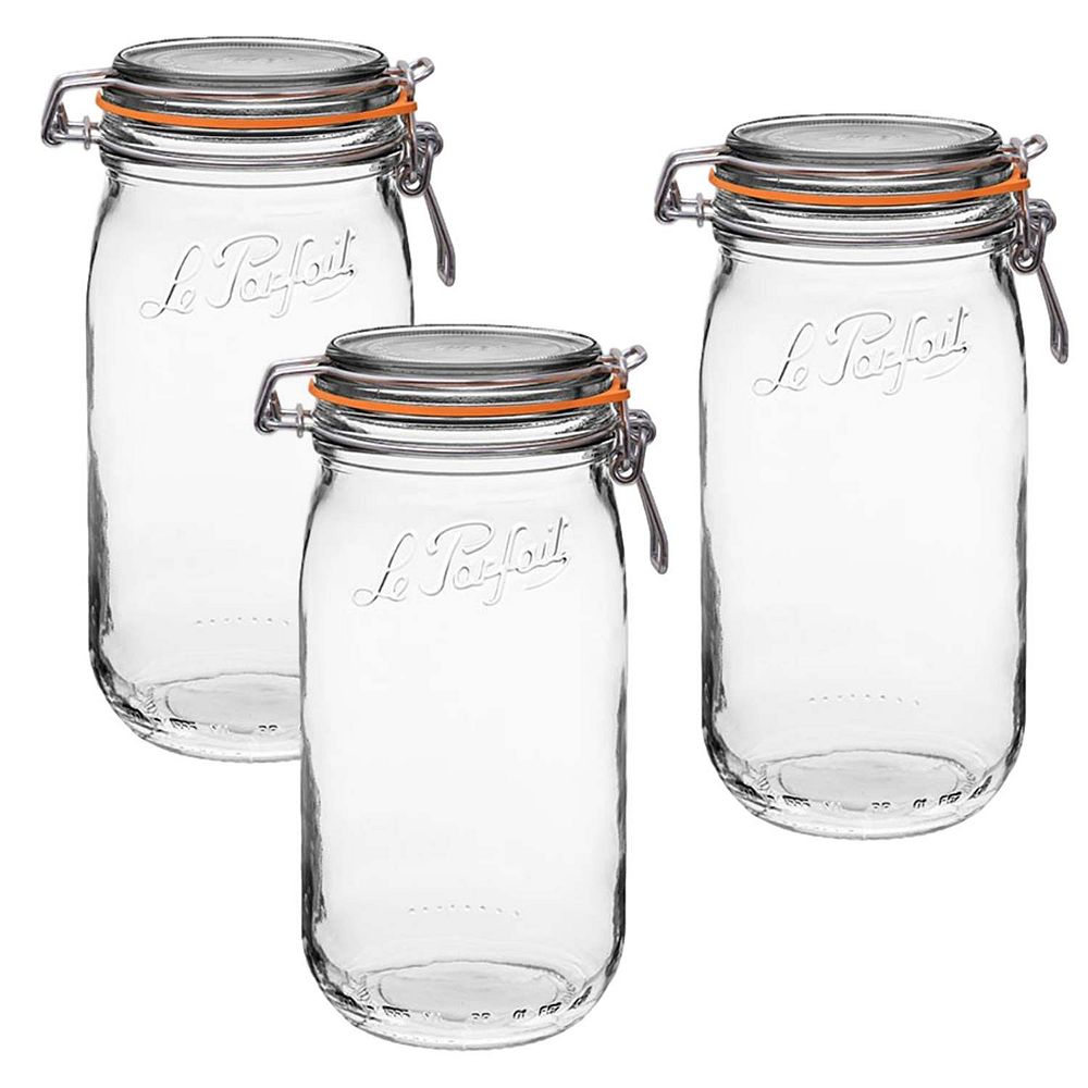 Le Parfait Super Jars French Glass Round Jars With Airtight Lid For ...