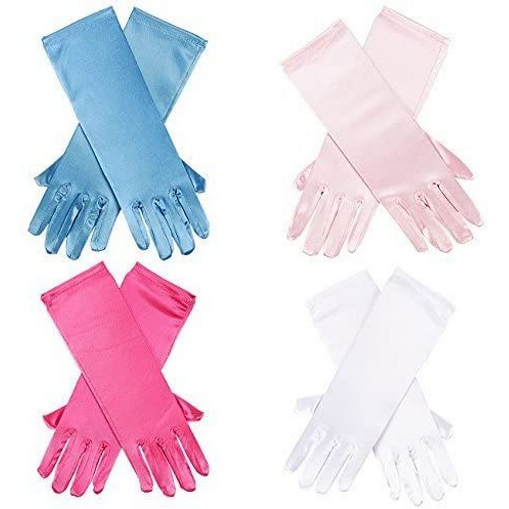 4 Pairs Princess Gloves For Girls 3-8, Halloween Costume Wedding Party ...