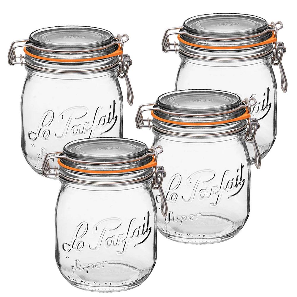 Le Parfait Super Jars French Glass Round Jars With Airtight Lid For ...