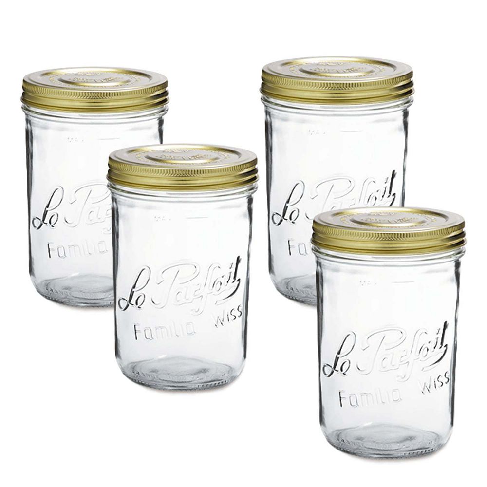 Le Parfait Familia Wiss Terrine French Glass Mason Jars With 2 Piece ...