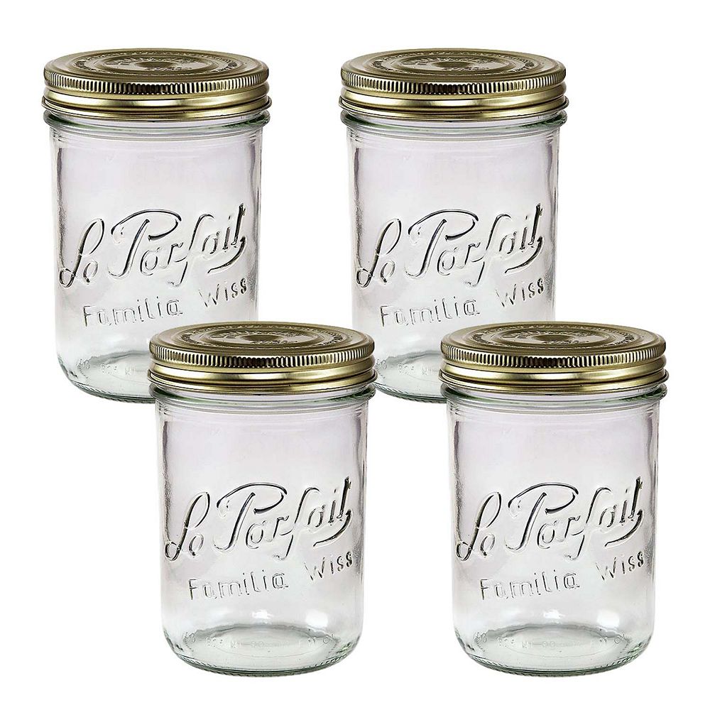 Le Parfait Familia Wiss Terrine French Glass Mason Jars With 2 Piece ...