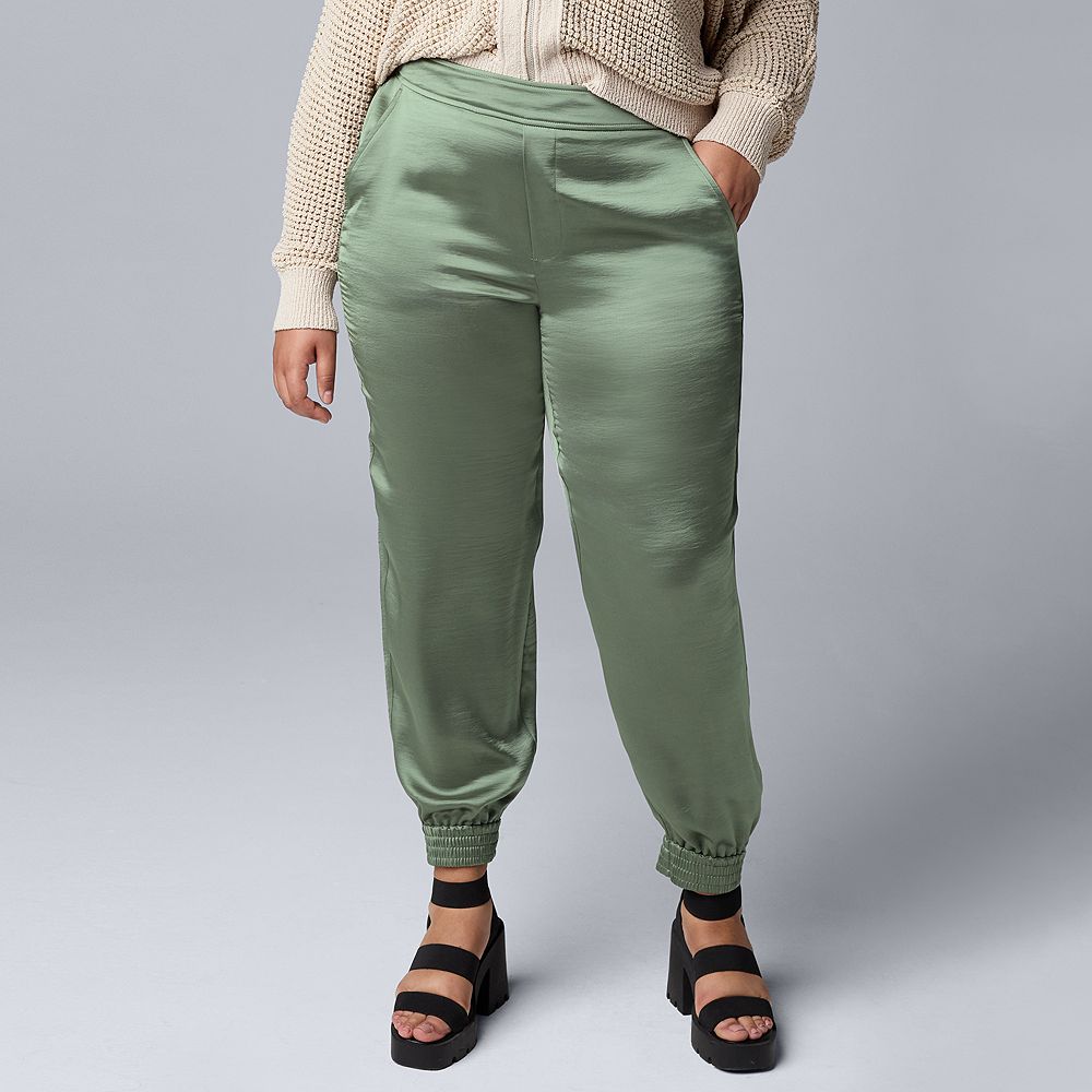 Plus Size Simply Vera Vera Wang Satin Effortless Jogger Pants