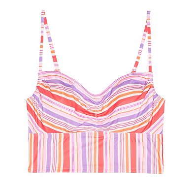 Juniors' Ninety-Nine° Shirred Tunnel Crop Tankini Swim Top