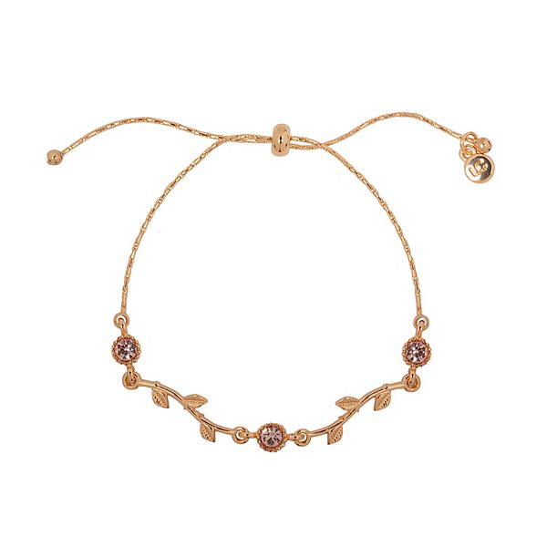 LC Lauren Conrad Gold Tone Pink Crystal Vine Adjustable Bracelet