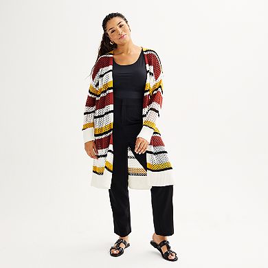 Plus Size Nine West Crochet Duster Cardigan