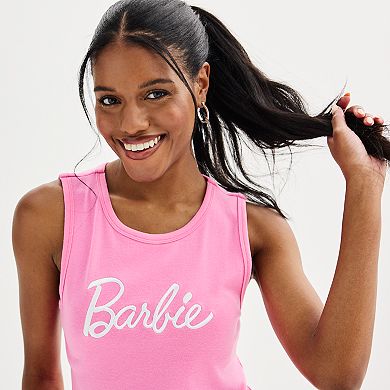 Juniors' Barbie® Classic Embroidered Logo Graphic Tank Top