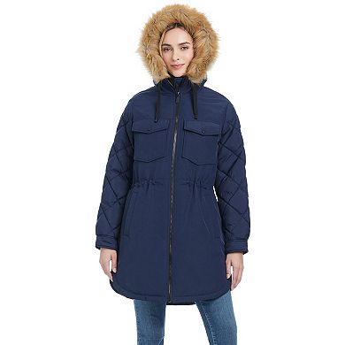 Women's Modern Supply by Sanctuary Faux Fur Trim Hooded Quilted Parka Coat