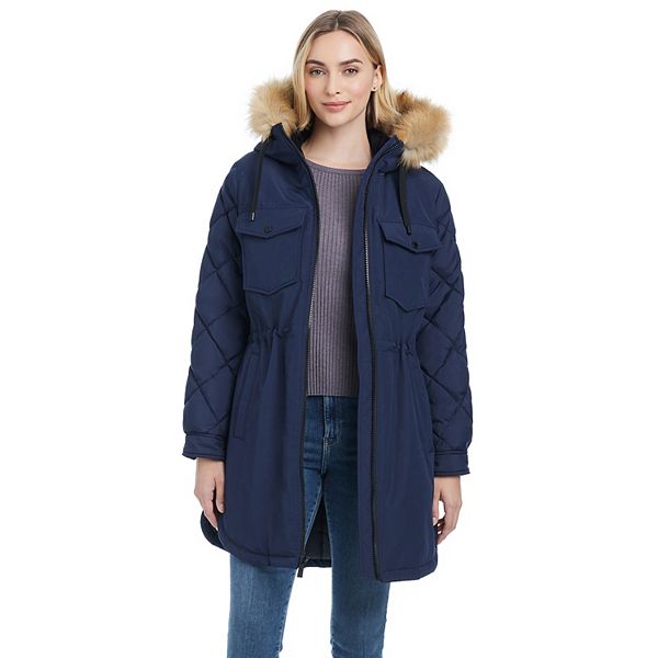 Women's Modern Supply by Sanctuary Faux Fur Trim Hooded Quilted Parka Coat