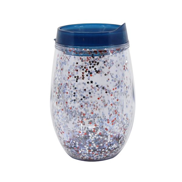 Red White Blue Glitter Sparkle Cup