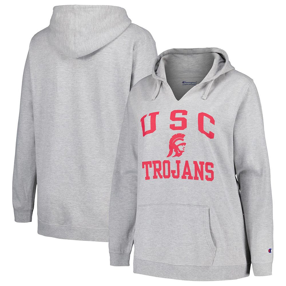 Women's Champion Heather Gray USC Trojans Plus Size Heart & Soul Notch ...