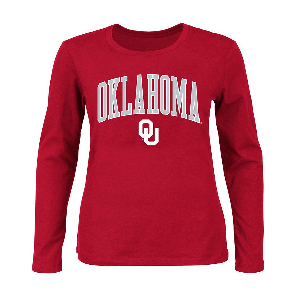 Women's Profile Crimson Oklahoma Sooners Plus Size Arch Over Logo Scoop ...