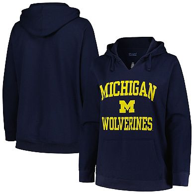 Women's Champion Navy Michigan Wolverines Plus Size Heart & Soul Notch ...