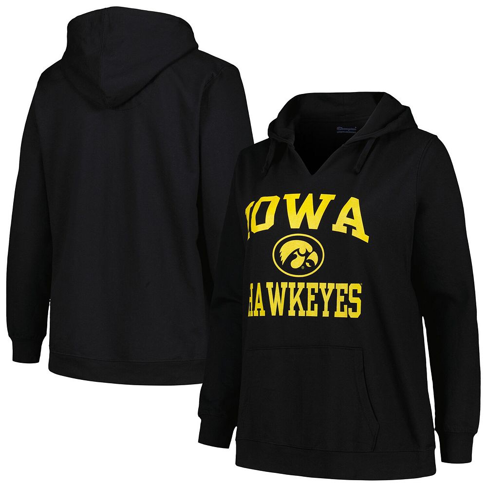 Women's Champion Black Iowa Hawkeyes Plus Size Heart & Soul Notch Neck ...