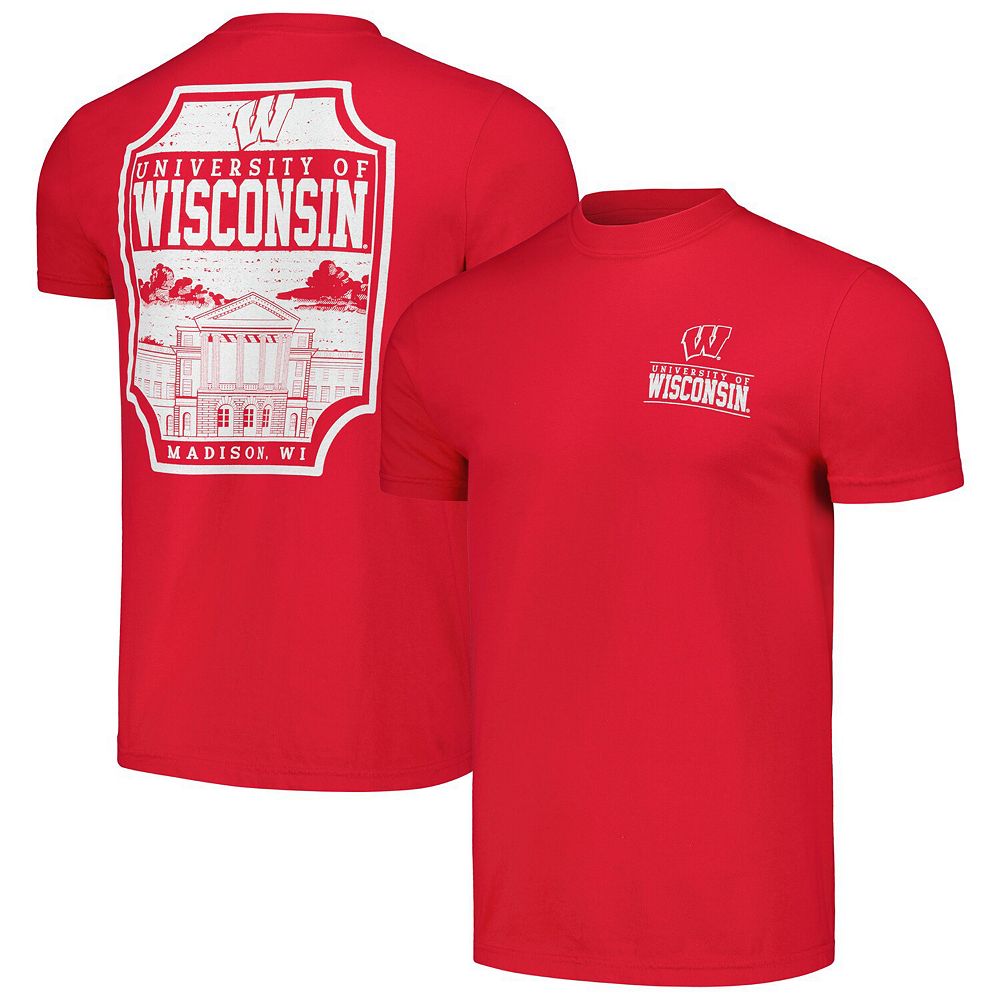Men's Red Wisconsin Badgers Campus Badge Comfort Colors T-Shirt