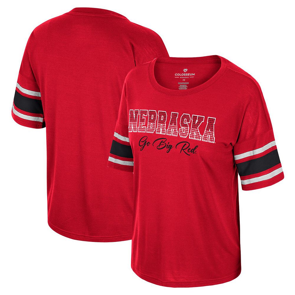 Women's Colosseum Scarlet Nebraska Huskers I'm Gliding Here Rhinestone ...