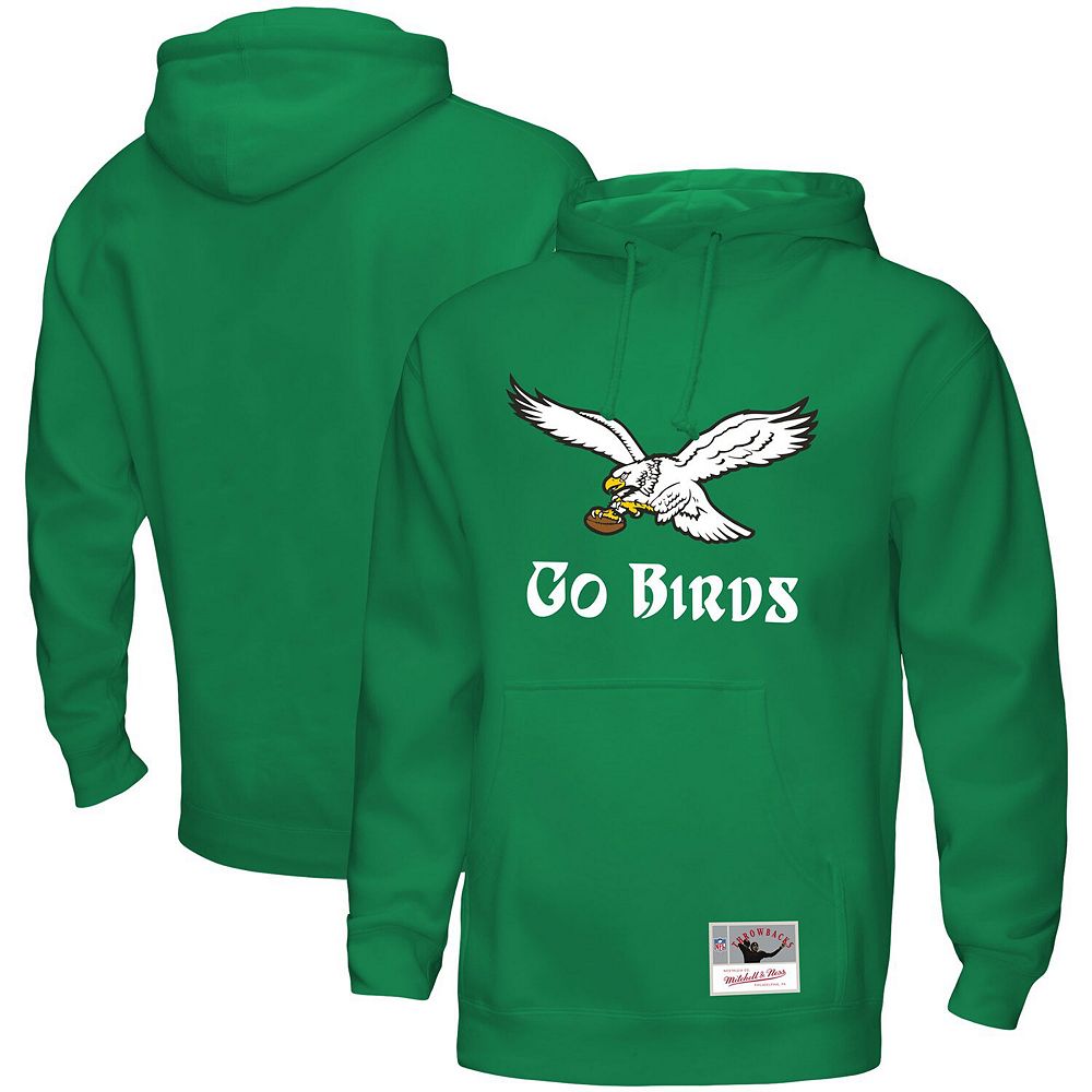 Men's Mitchell & Ness Kelly Green Philadelphia Eagles Go Birds Pullover ...