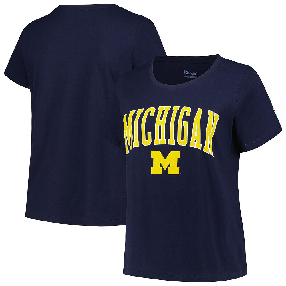 Women's Profile Navy Michigan Wolverines Plus Size Arch Over Logo Scoop ...