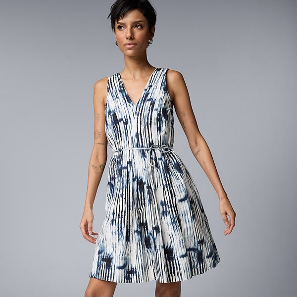 Women's Simply Vera Vera Wang Sleeveless V-Neck Pleated Mini Dress