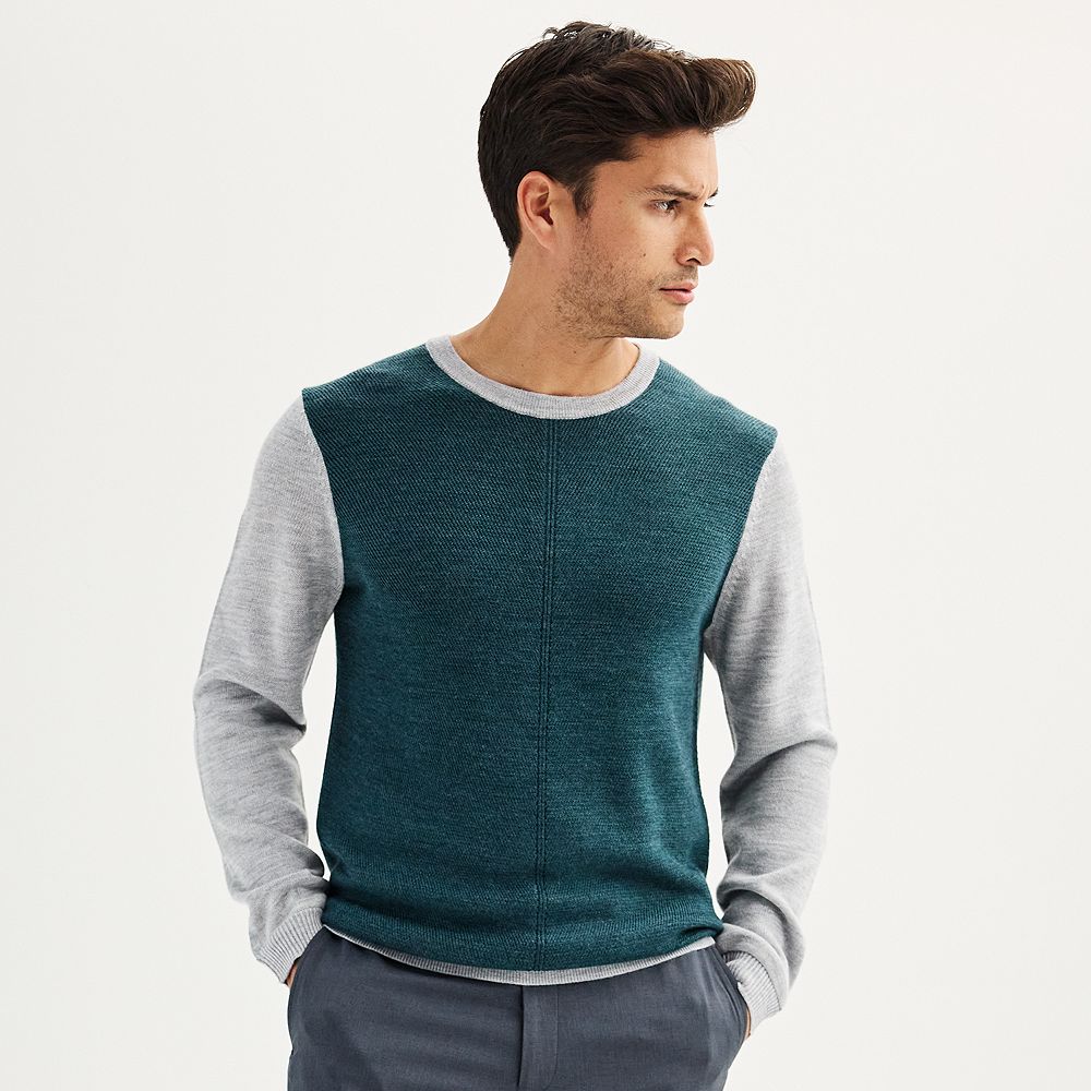 Men's Apt. 9® Merino Wool Textured Colorblock Sweater
