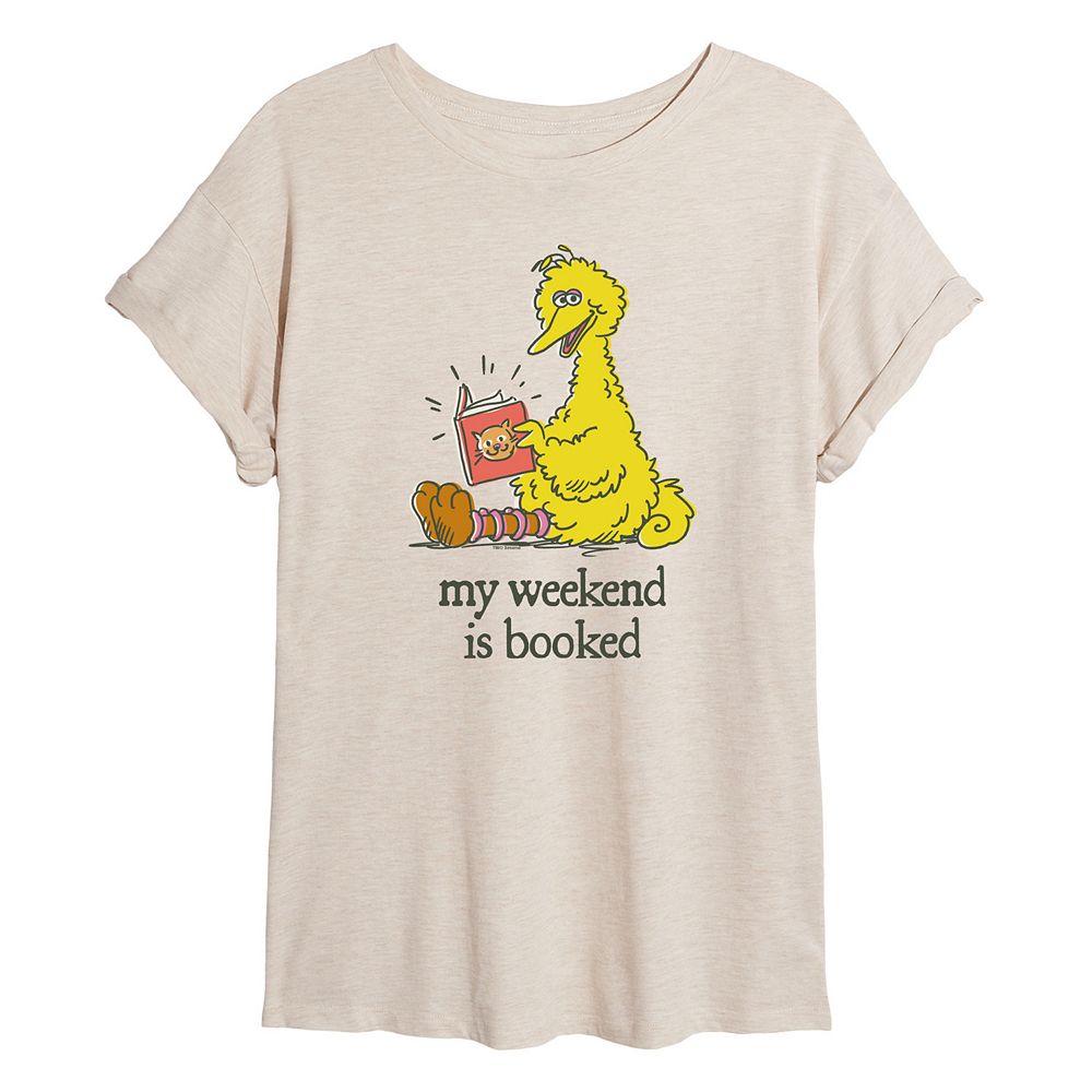Juniors' Sesame Street Big Bird Weekend Is Booked Oversized Tee