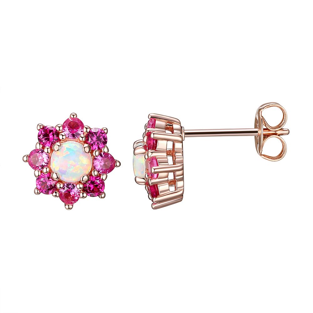 Classic Treasures 14k Rose Gold Over Silver Lab-Created White Opal, Lab ...