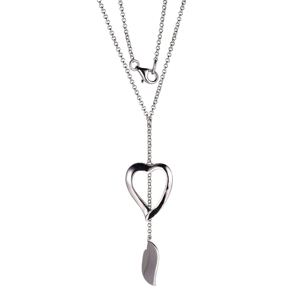 Classic Treasures Sterling Silver Double Heart Dangle Necklace