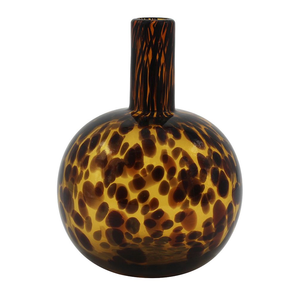 Everyday Decor Tortoise Shell Round Long Neck Vase Table Decor