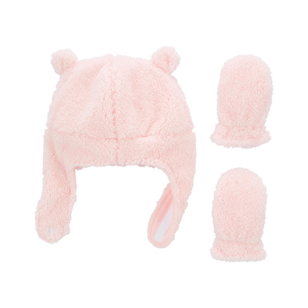 Baby Carter's 2-Pack Pink Sherpa Hat & Mitten Set