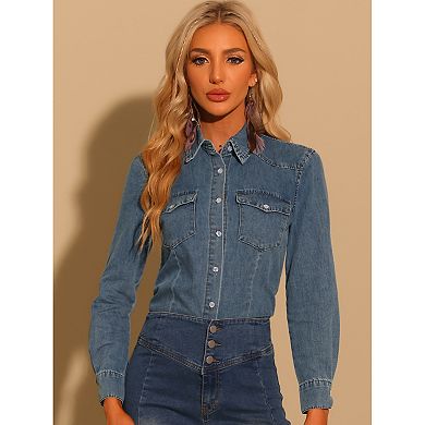 Women's Denim Jacket Casual Long Sleeve Buttton Down Boyfriend ...