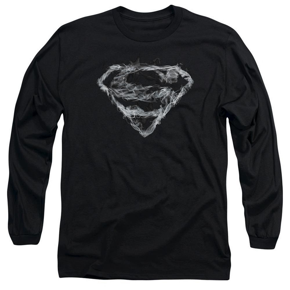 Superman Smoking Shield Long Sleeve Adult T-shirt