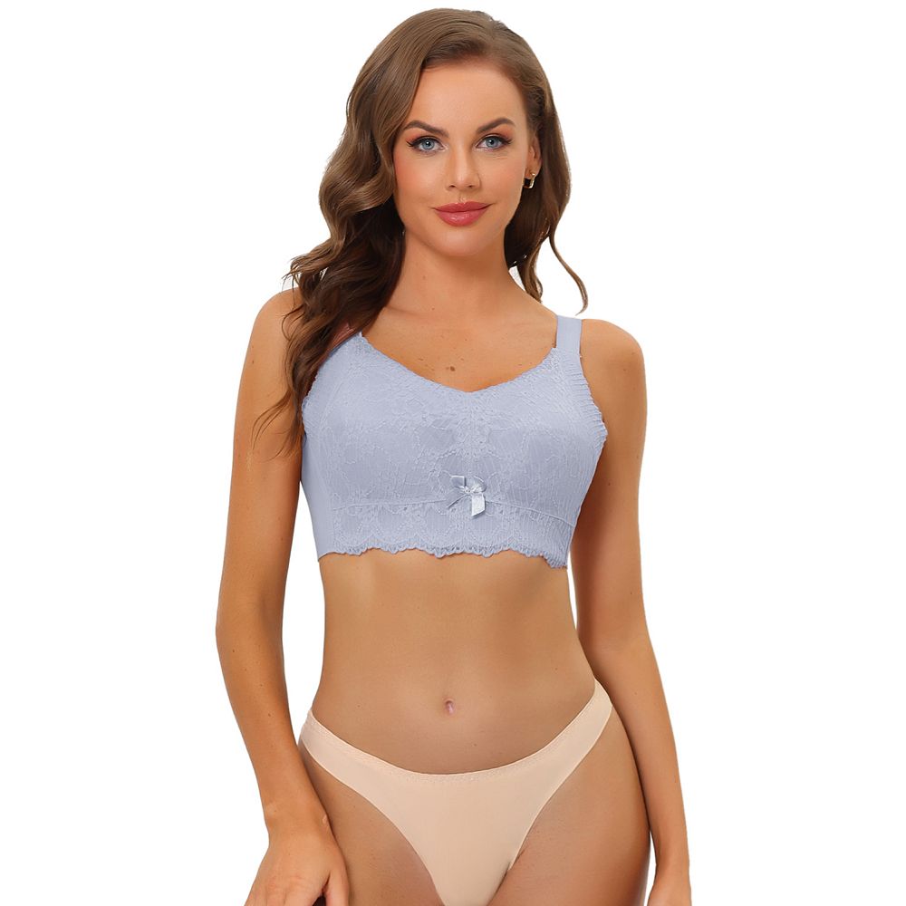 Womens Wirefree Longline Hem Wide Straps Padded Full Coverage Lace