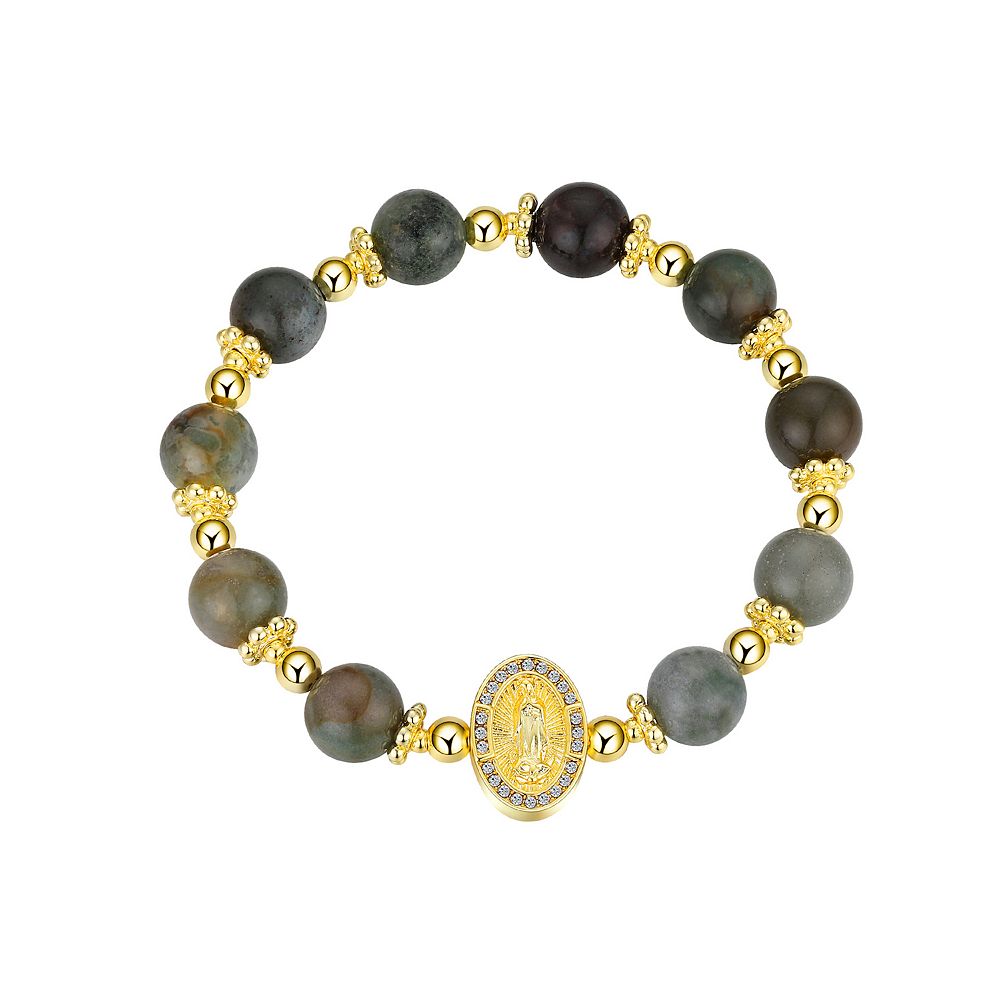 Gratitude & Grace 14k Gold Plated Crystal & Fancy Jasper Stone Virgin ...
