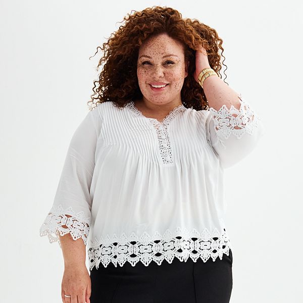 Plus Size Catherine Malandrino Elbow Sleeve Pullover Top
