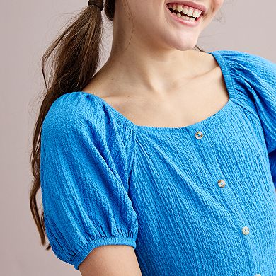 Girls 6-16 SO® Button Front Dress in Regular and Plus