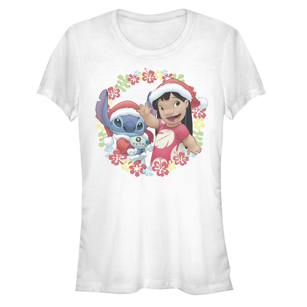 Disney's Lilo & Stitch Lei Christmas Wreath Juniors' Graphic Tee