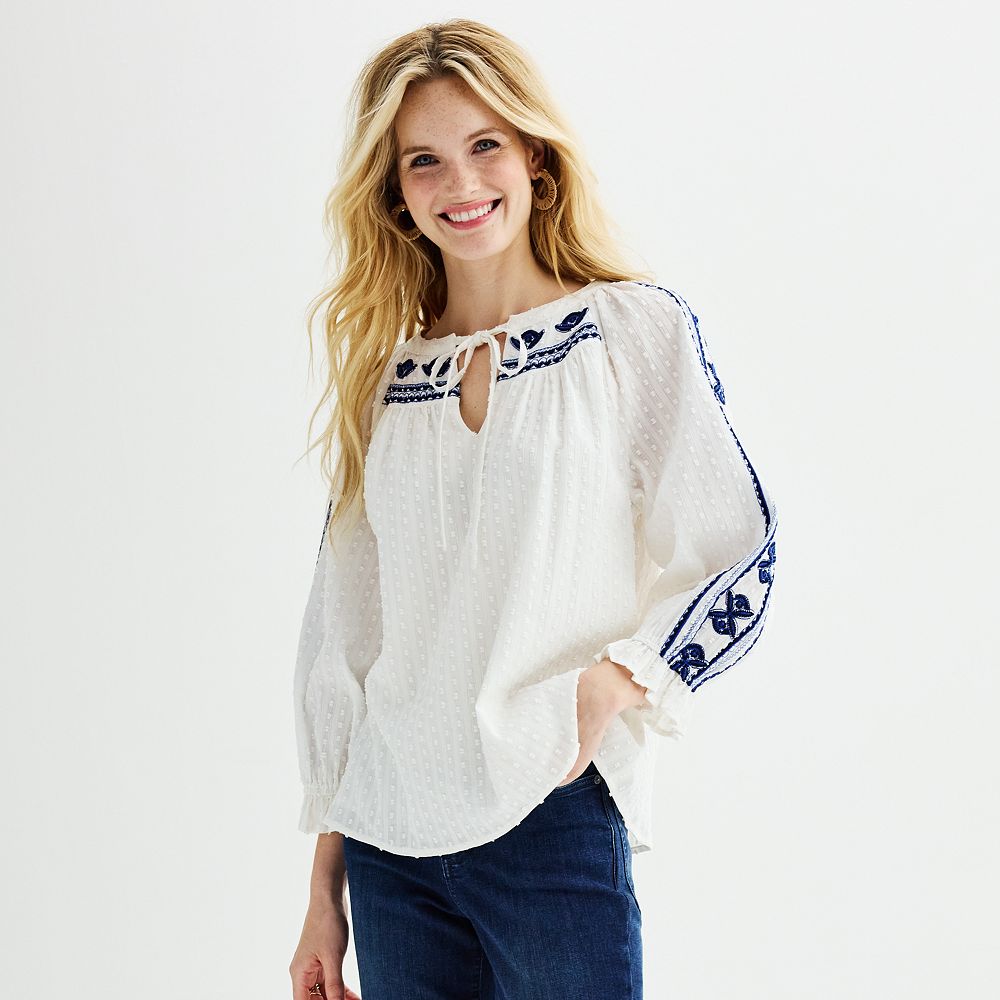 Women's Farmers Market Embroidered Swing Top