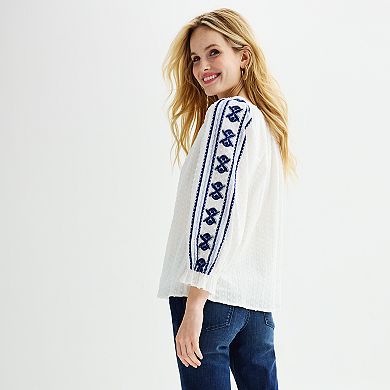 Women's Farmers Market Embroidered Swing Top