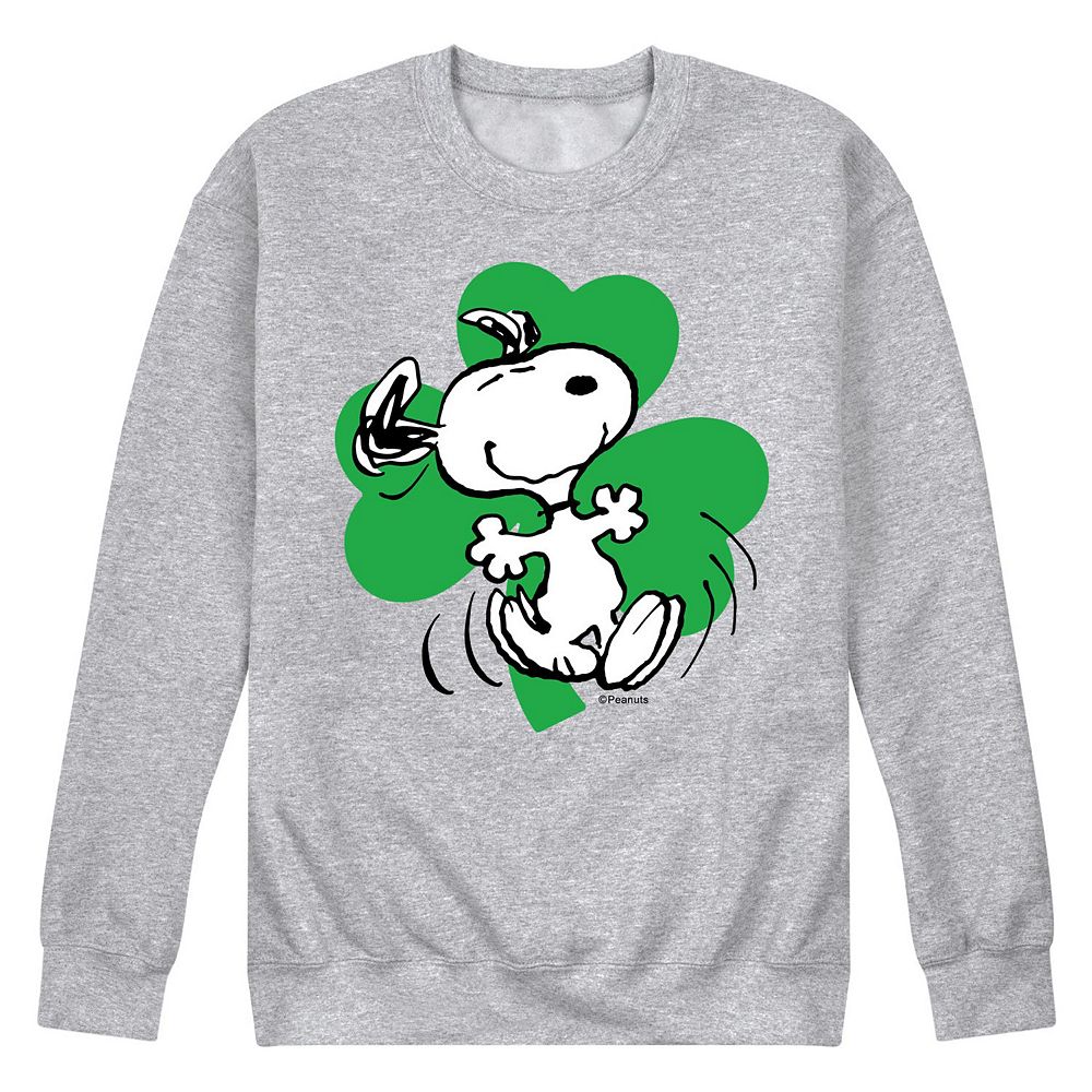 Men's Peanuts Dancing Snoopy Shamrock Fleece Sweatshirt