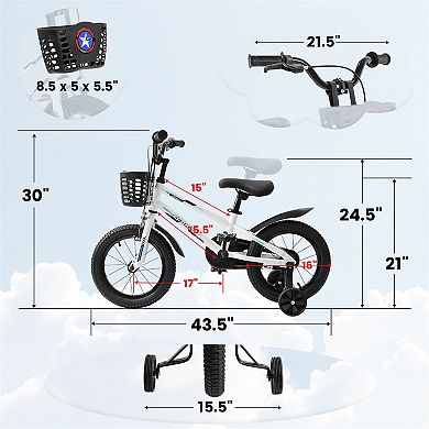 16-inch Kids' Bike With Training Wheels, Kids' Bicycle With Bell For ...