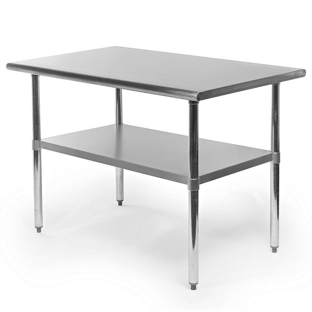 Stainless Steel Utility Prep Table, 48" x 30", Adjustable Shelf and ...