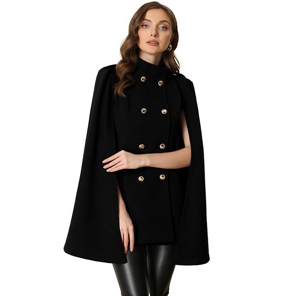 Women's Winter Slit Sleeve Double Breasted Cloak Coat