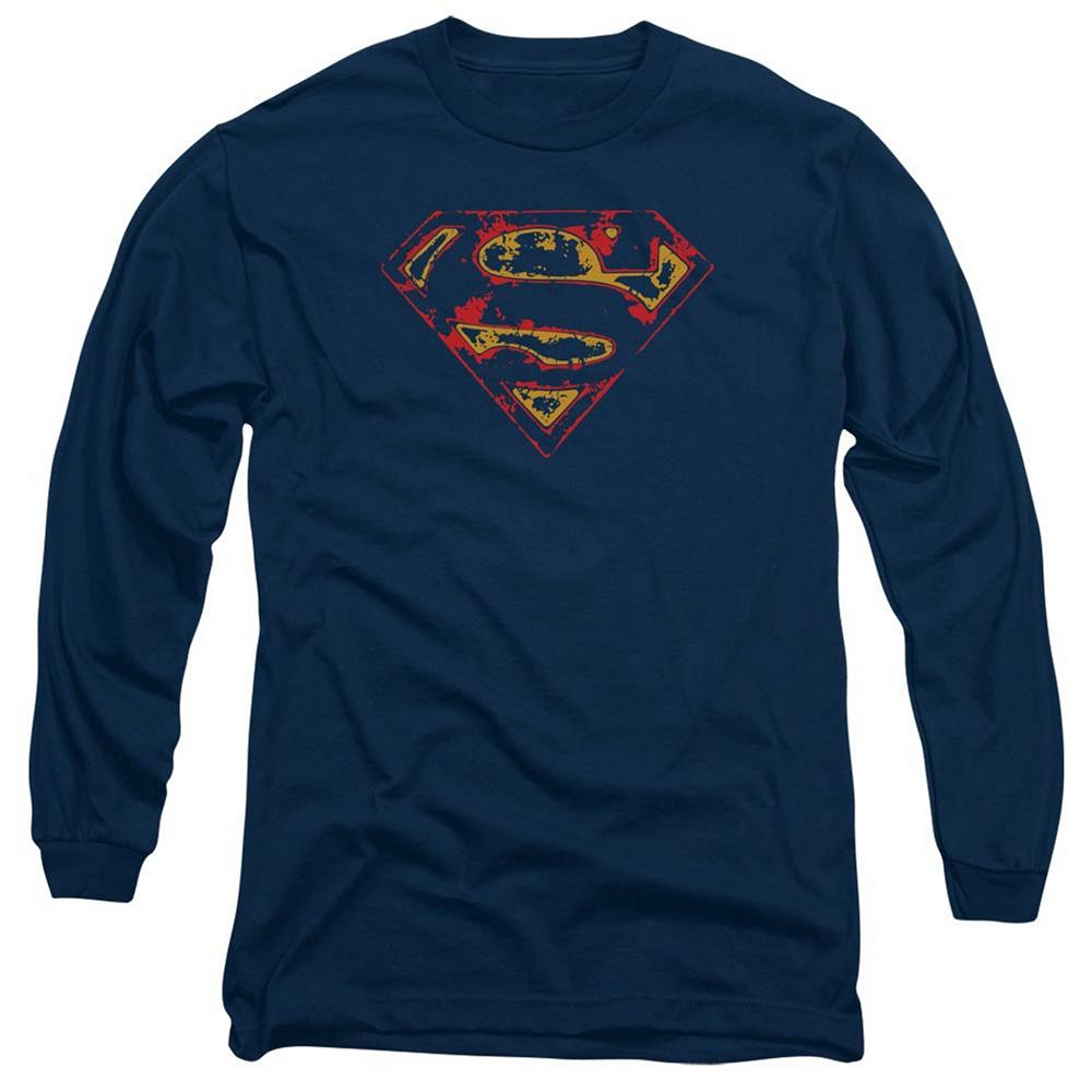 Superman Super Distressed Long Sleeve Adult T-shirt