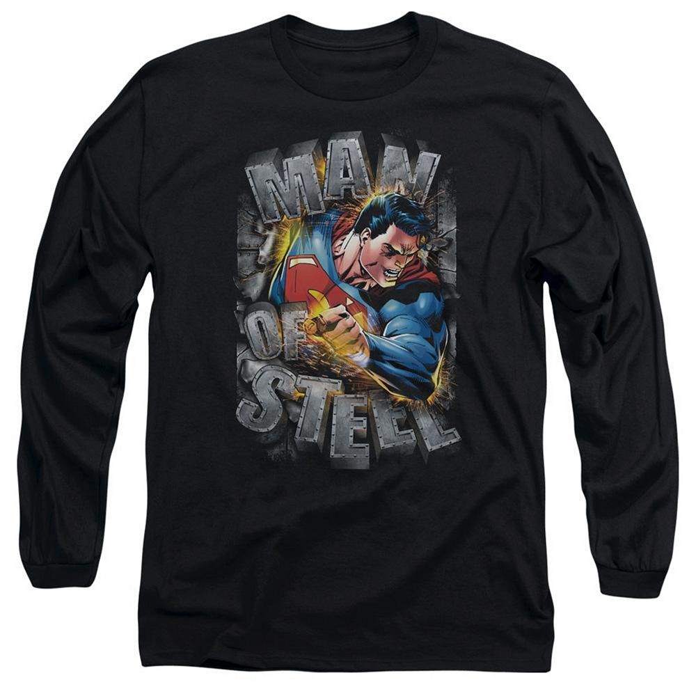 Superman Ripping Steel Long Sleeve Adult T-shirt