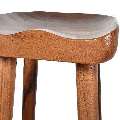 Contoured Suar Wood Bar Stool