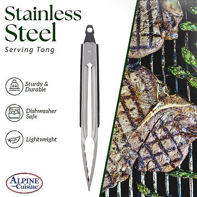 Alpine Cuisine Stainless Steel Serving Tongs, Heat Resistant Handle ...