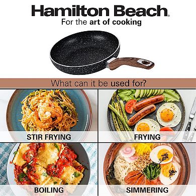 Hamilton Beach Fry Pan Aluminum 10-inch, Nonstick With Marble Coating ...