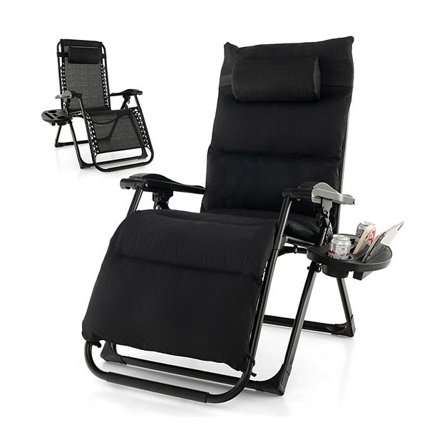 Adjustable Metal Zero Gravity Lounge Chair With Removable Cushion And Cup Holder Tray