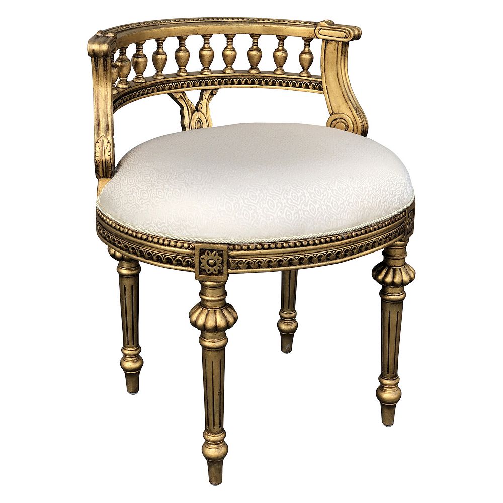 Heritage Furnishings By Afd Home Gold Genoa Cream Vanity Chair