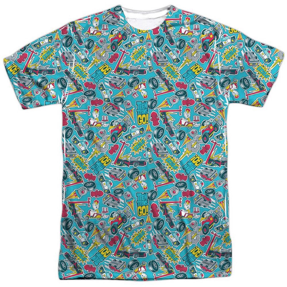 Teen Titans Go Pattern Short Sleeve Adult Poly Crew T-shirt